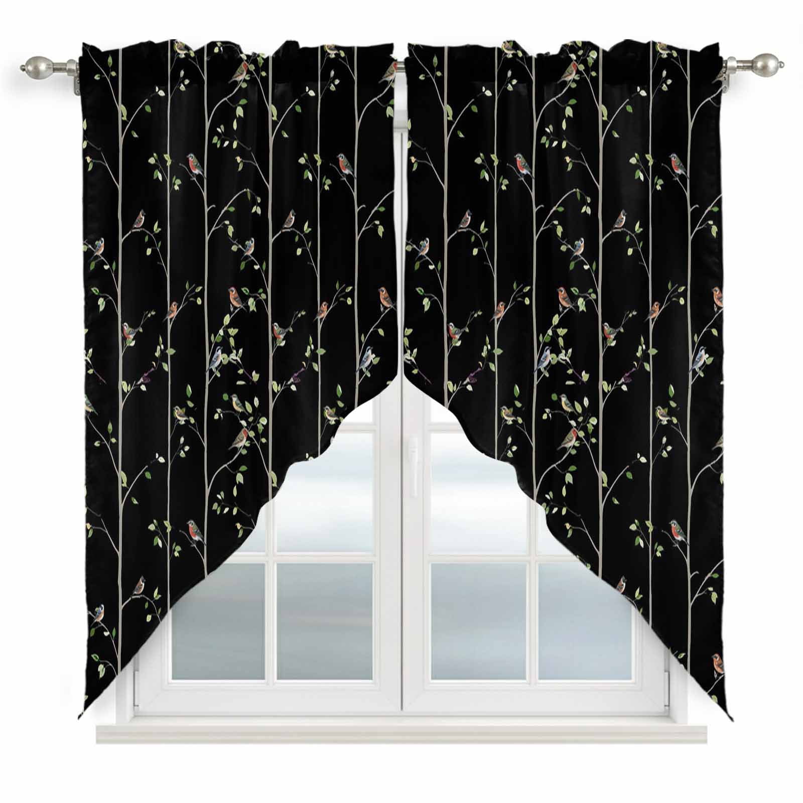 Sparrow Swag Valances for Windows 2 Pack, Kitchen Window Curtains 36 ...