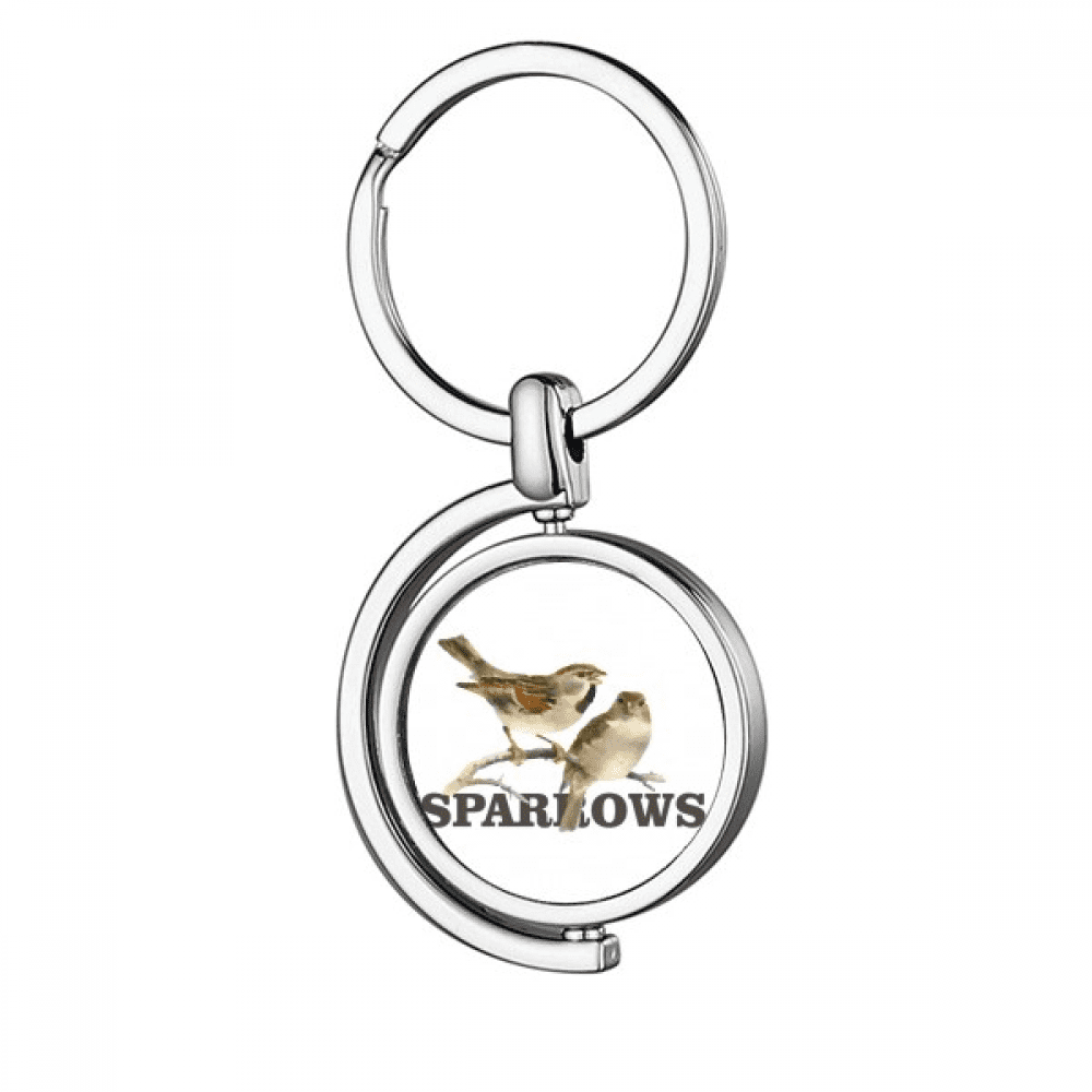 Sparrows Birds Animals Food Love Rotating Keychain Metal Keyring Holder ...
