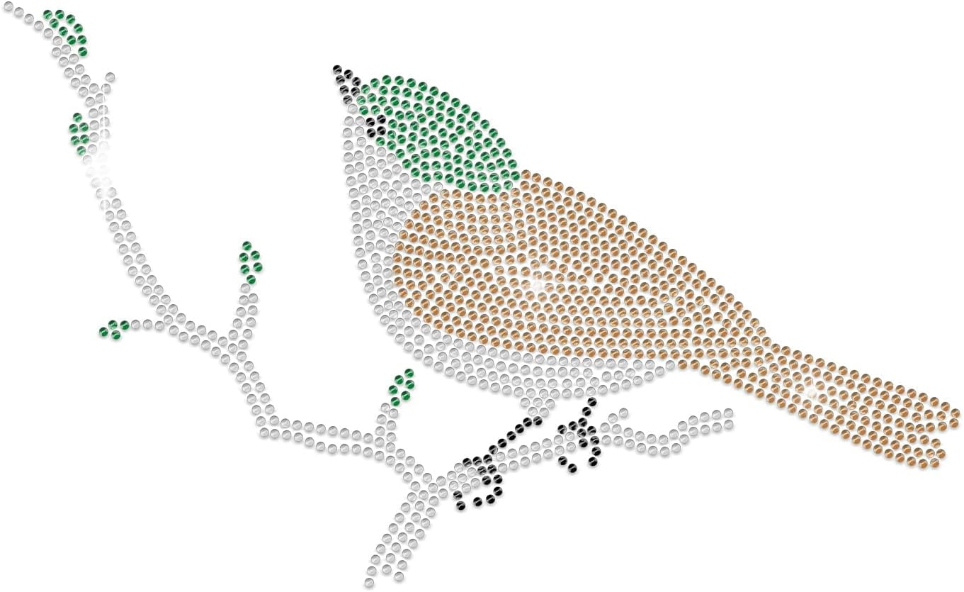 Sparrows Rhinestone Iron on Hotfix Bird on Branch Rhinestone Heat ...