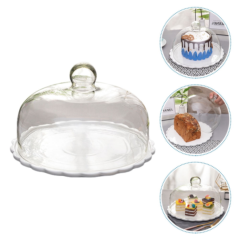 Sparsain 1 Set Glass Cake Covers Food Covers Cake Plate Dessert Lids ...