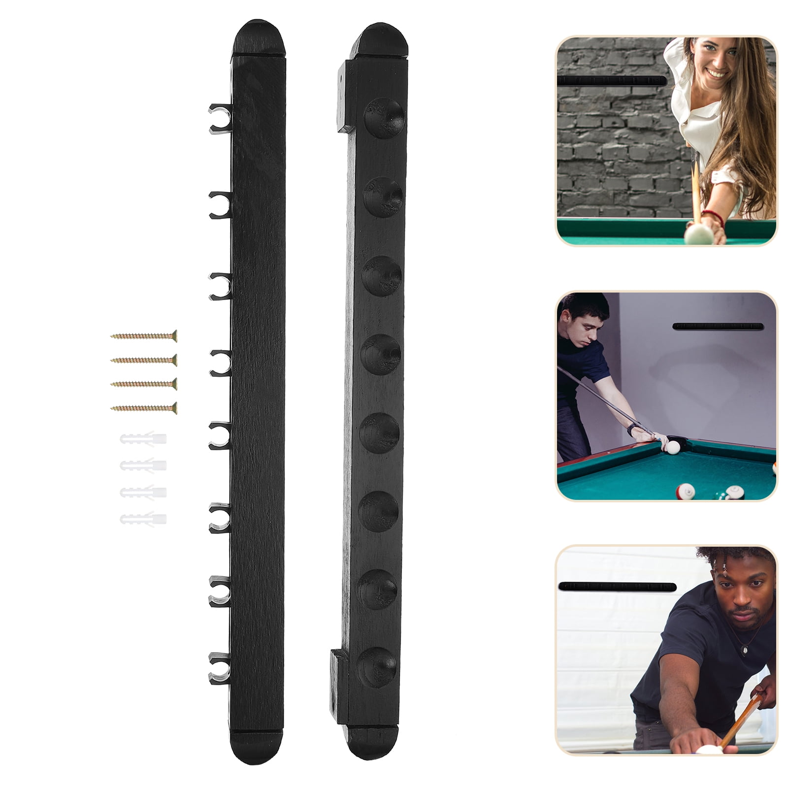 Sparsain 1 Set Wall Mounted Pool Cue Rack, Multi-Hole Pool Cue Holder ...