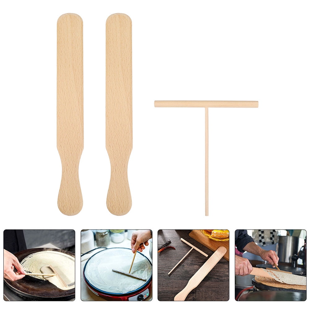 Sparsain 1 Set Wooden Crepe Spreader and Spatula for Crepes, Home Crepe ...