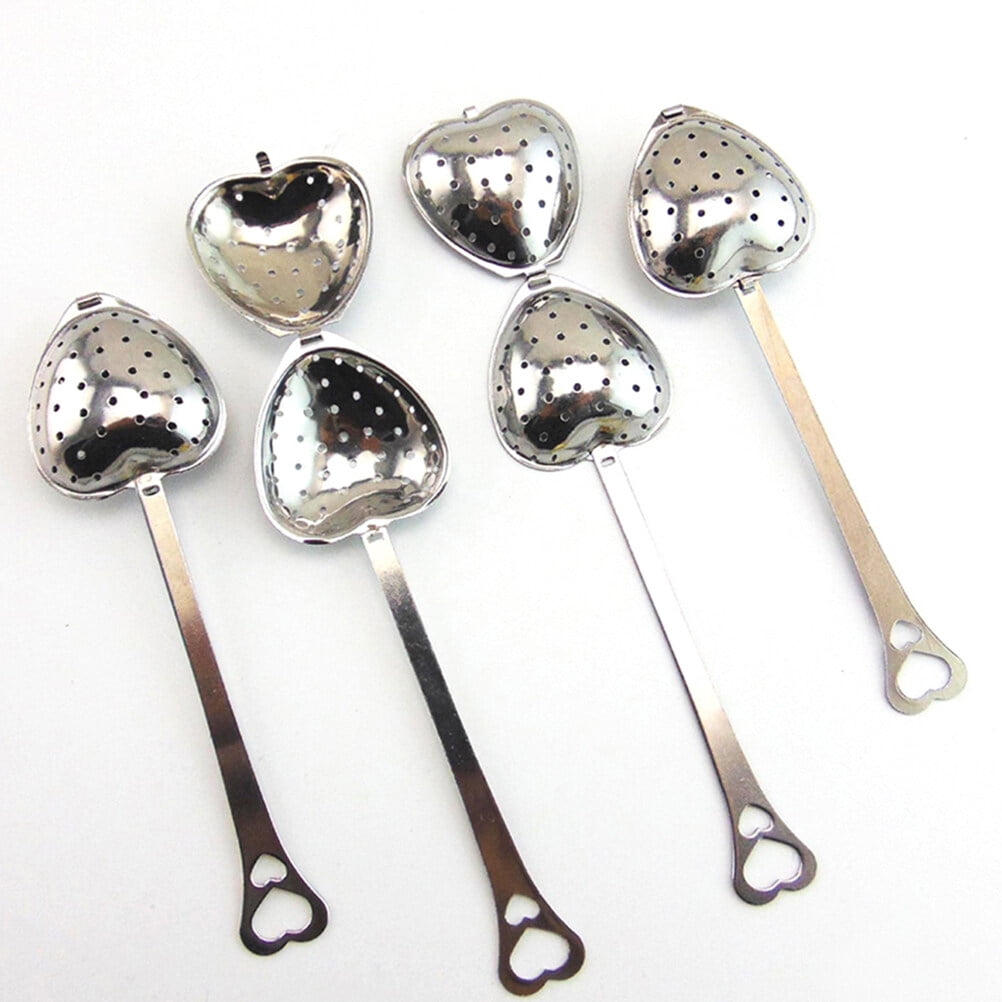 Sparsain 10 Pack Stainless Steel Heart Shape Long Handle Tea Filter Tea ...