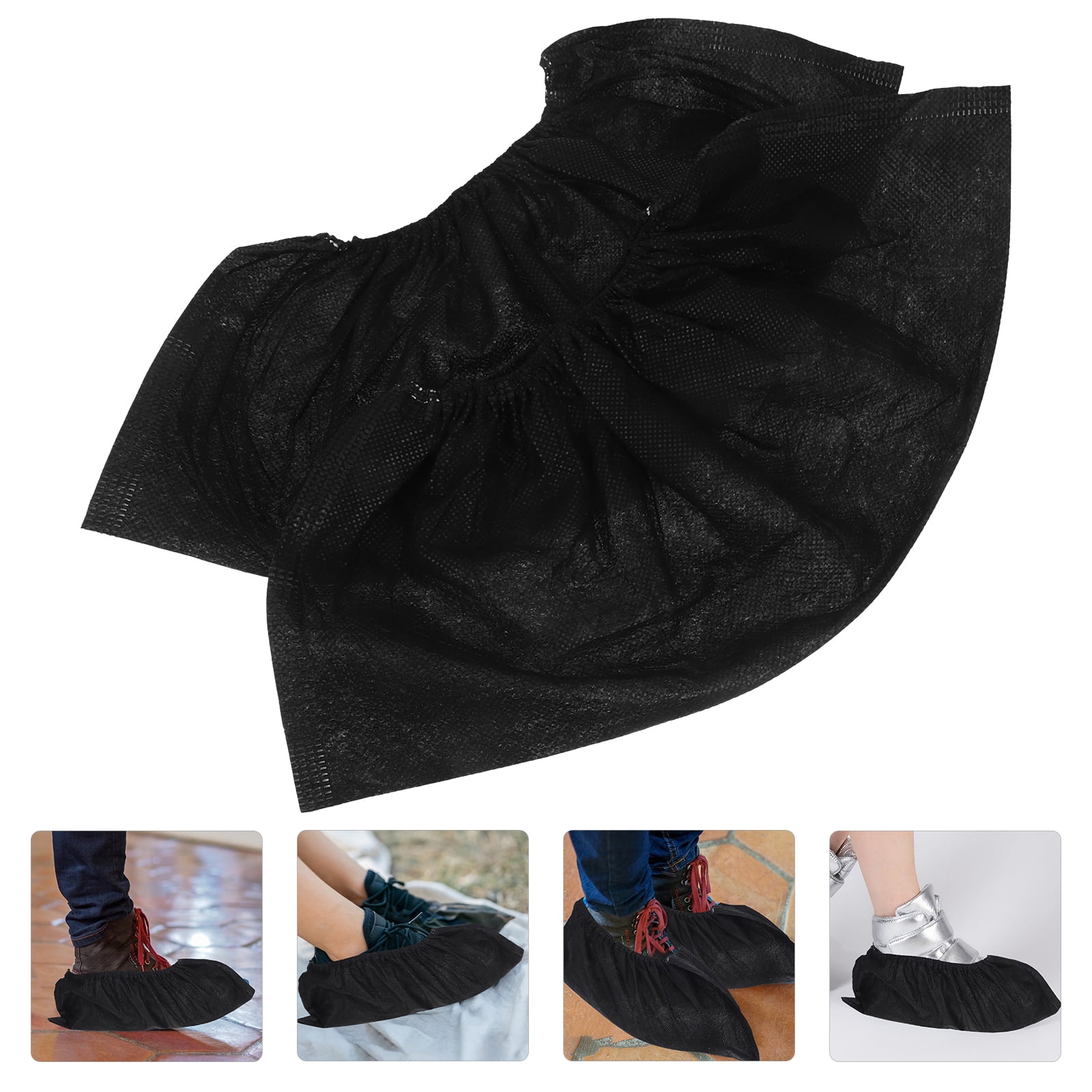 Moluckfu Shoe Covers for Indoors Nonwoven Fabric 100Pcs Black and ...
