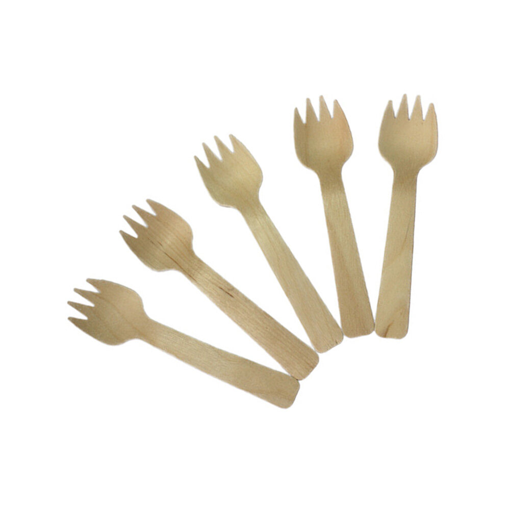 Sparsain 100Pcs Disposable Wooden Forks, Wooden Forks Party Supplies ...