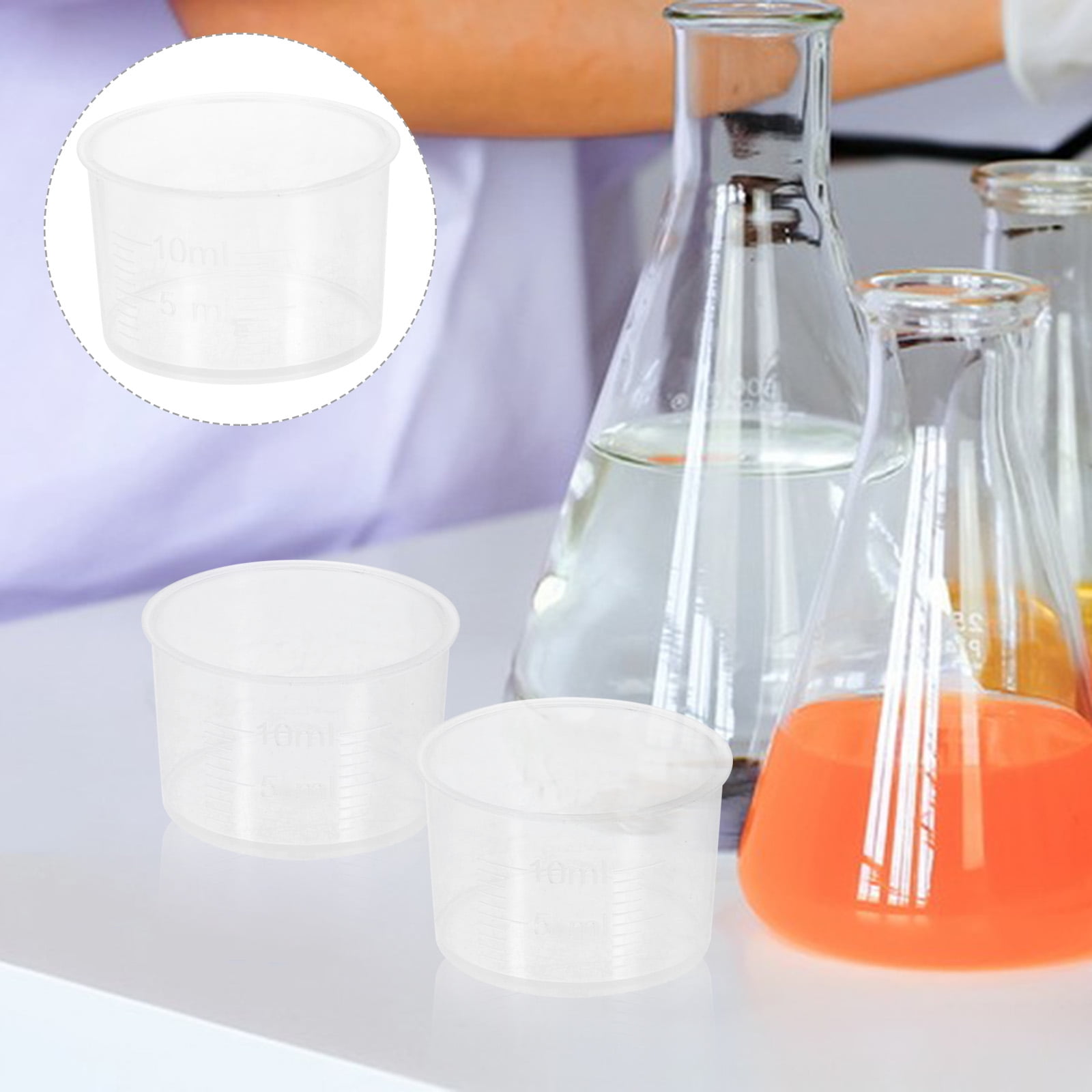 Sparsain 100pcs 10ml Disposable Measuring Cups Clear Thick Plastic ...