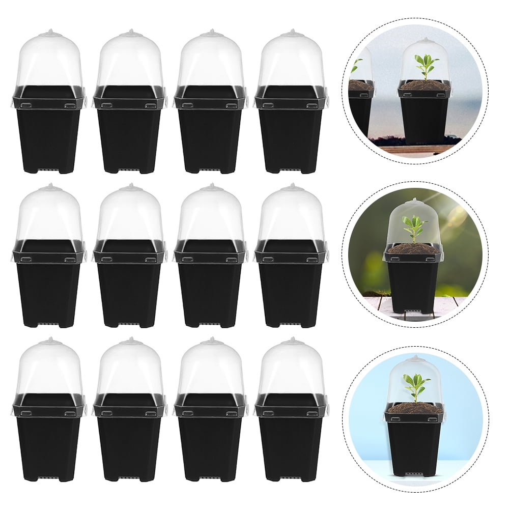 Sparsain 12 Pack Square Dome Flower Pots with Humidity for Nursery ...