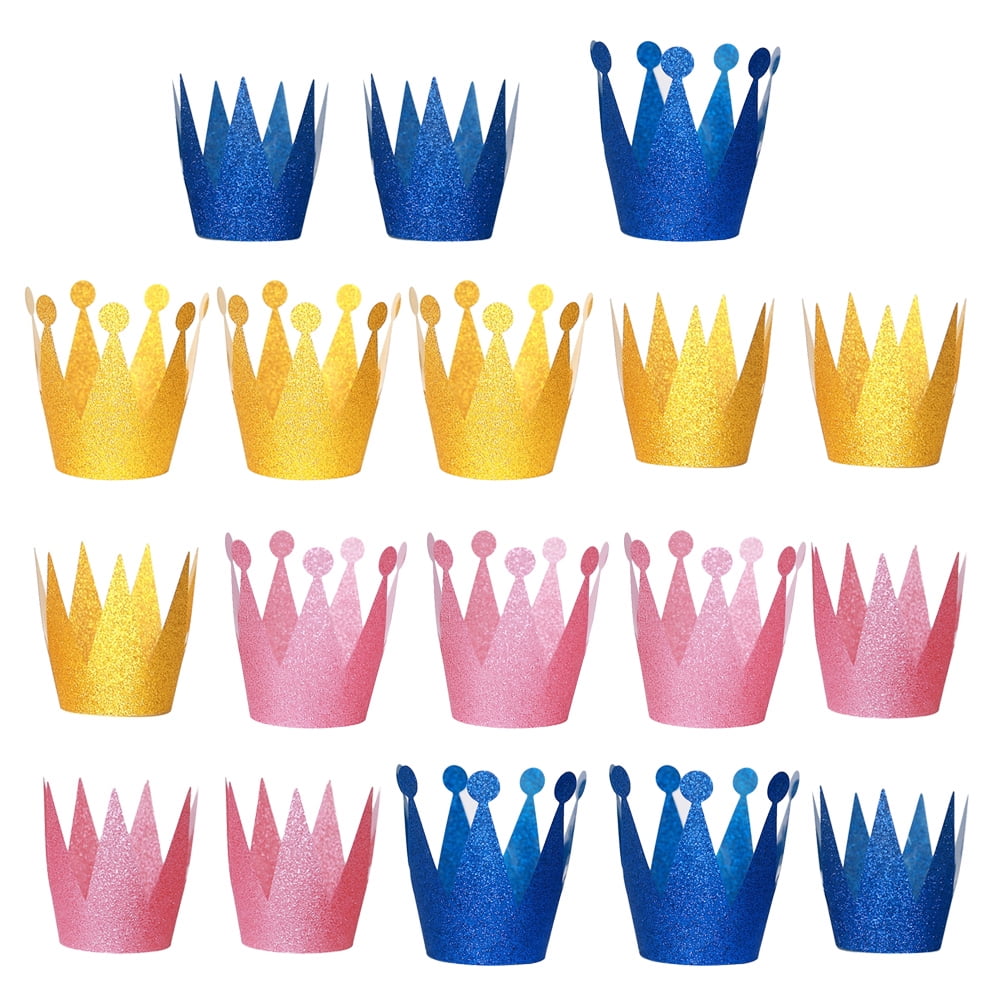 Sparsain 18 Pack Glitter Birthday Crowns for Kids and Adults (Gold ...