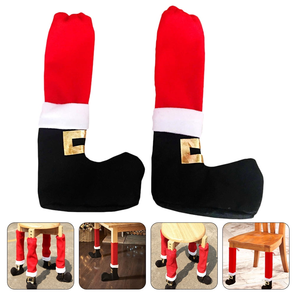Sparsain 2 Pack Christmas Chair Leg Caps Santa Claus Feet Covers ...