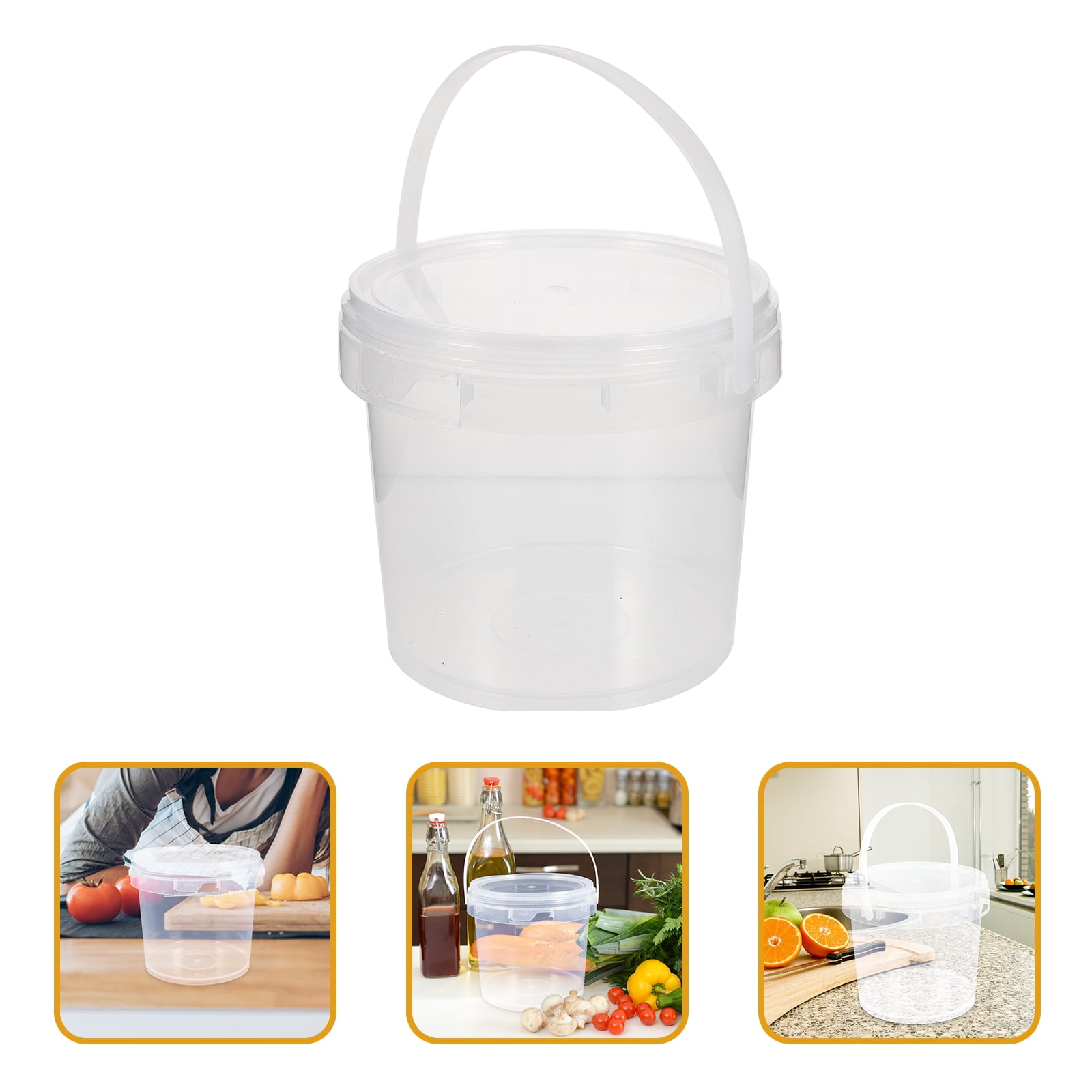 Sparsain 2pcs 2L Food Grade Plastic Hand Bucket Transparent Round ...