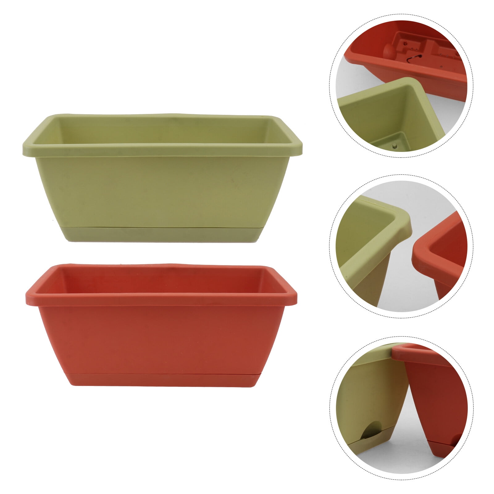 Sparsain 2pcs Plastic Flower Pots Vegetable Planting Basin (Red Green ...