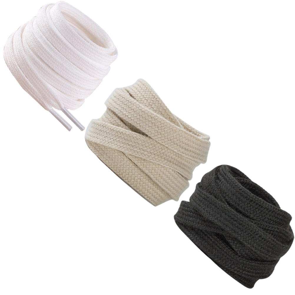 Sparsain 3 Pairs 160cm Pure Cotton Shoelaces, Simple Flat Canvas ...