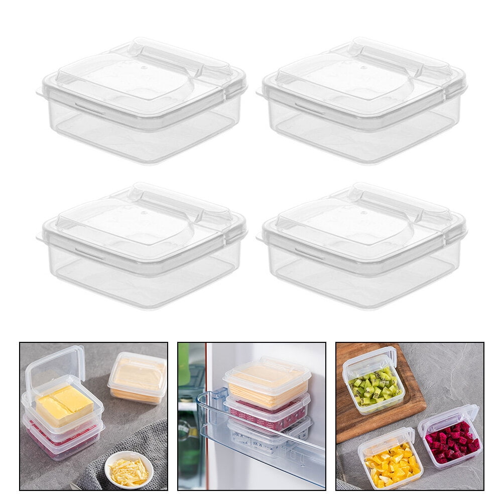 Sparsain 4 Pack Cheese Slice Storage Boxes Butter Containers Fruit ...