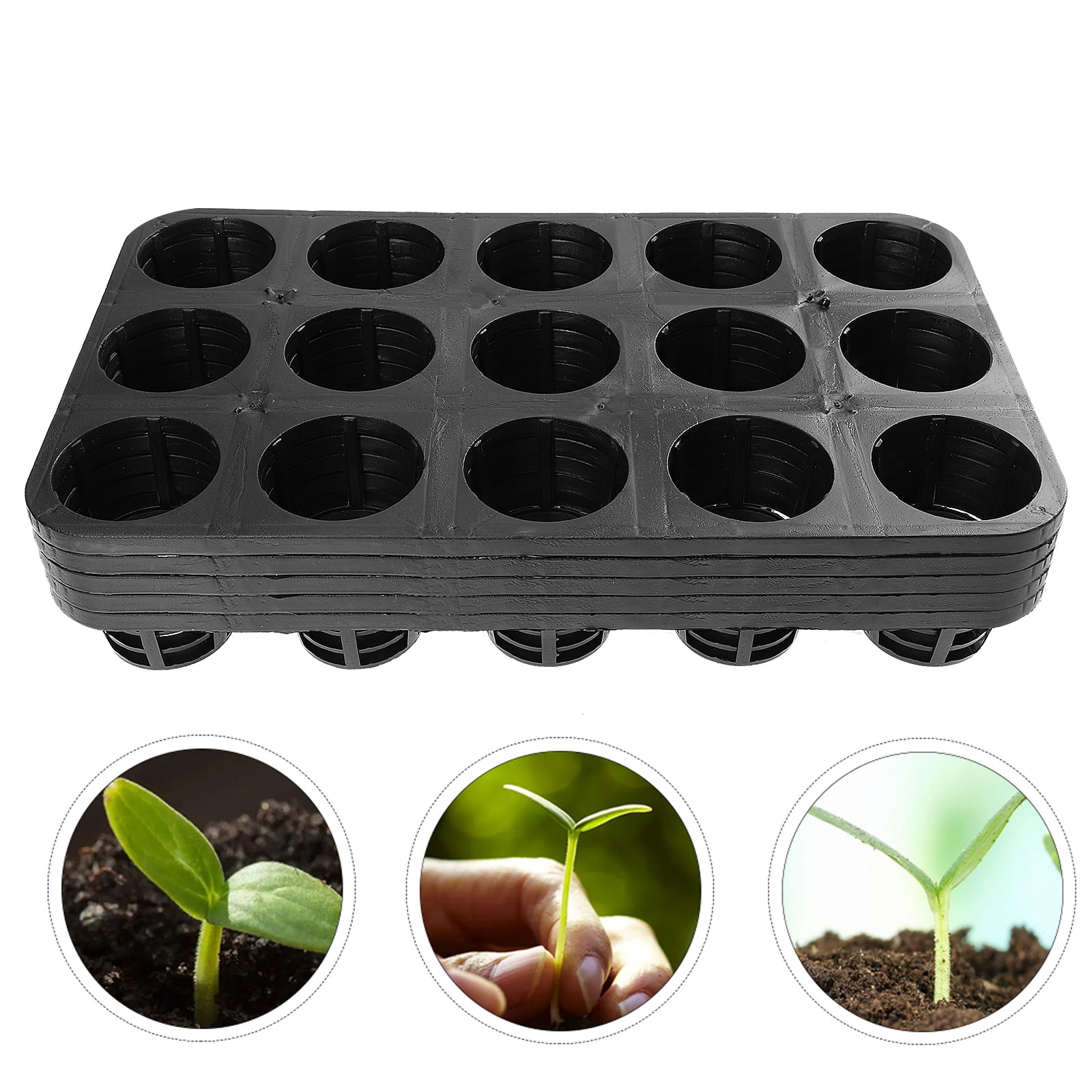 Moluckfu Plastic Plant Growing Tray Black 5Pcs 17.5X10.6X2.2In ...