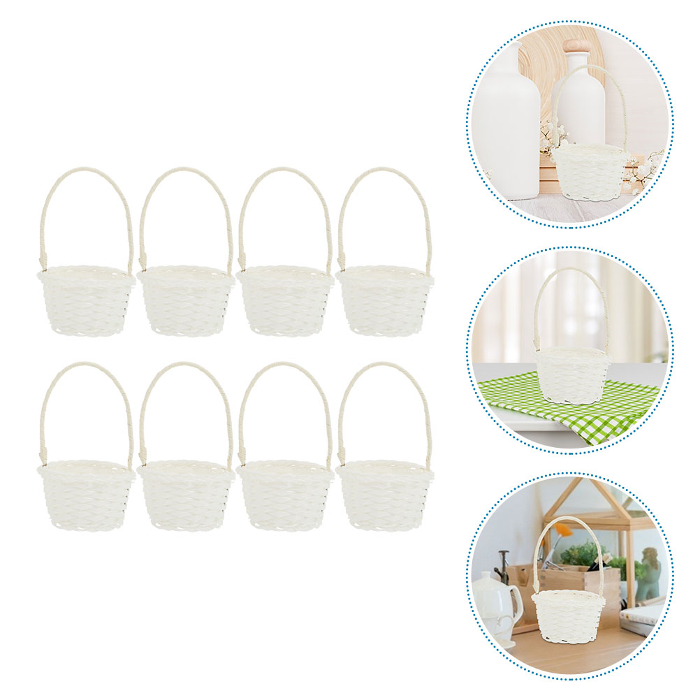 Sparsain 8pcs Pastoral Style Plastic Rattan Baskets Small Flower ...