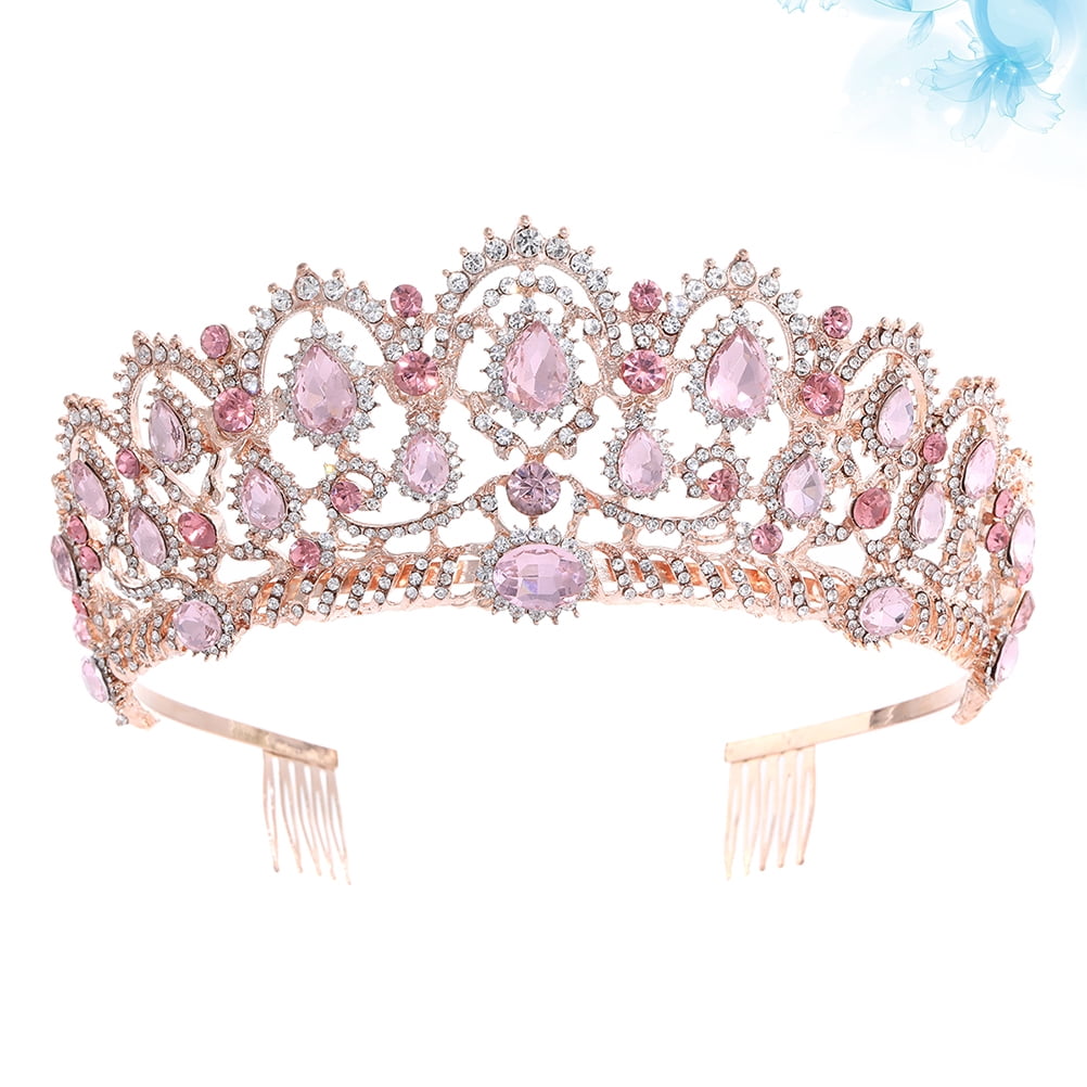 Sparsain High-end Crystal New Year Crown Tiara with Pink Diamonds ...
