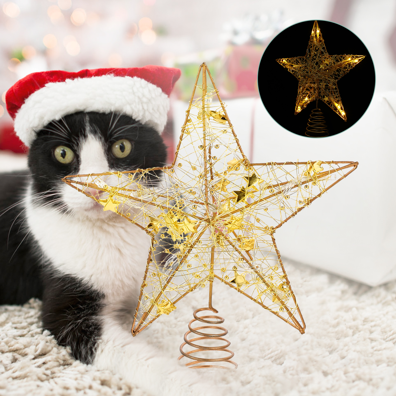 Sparsain LED Five-pointed Star Iron Battery Box Atmosphere Light ...