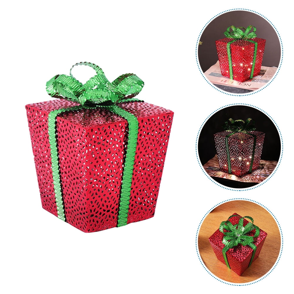 Sparsain LED Lighted Iron Gift Box Christmas Gift Box with Light ...