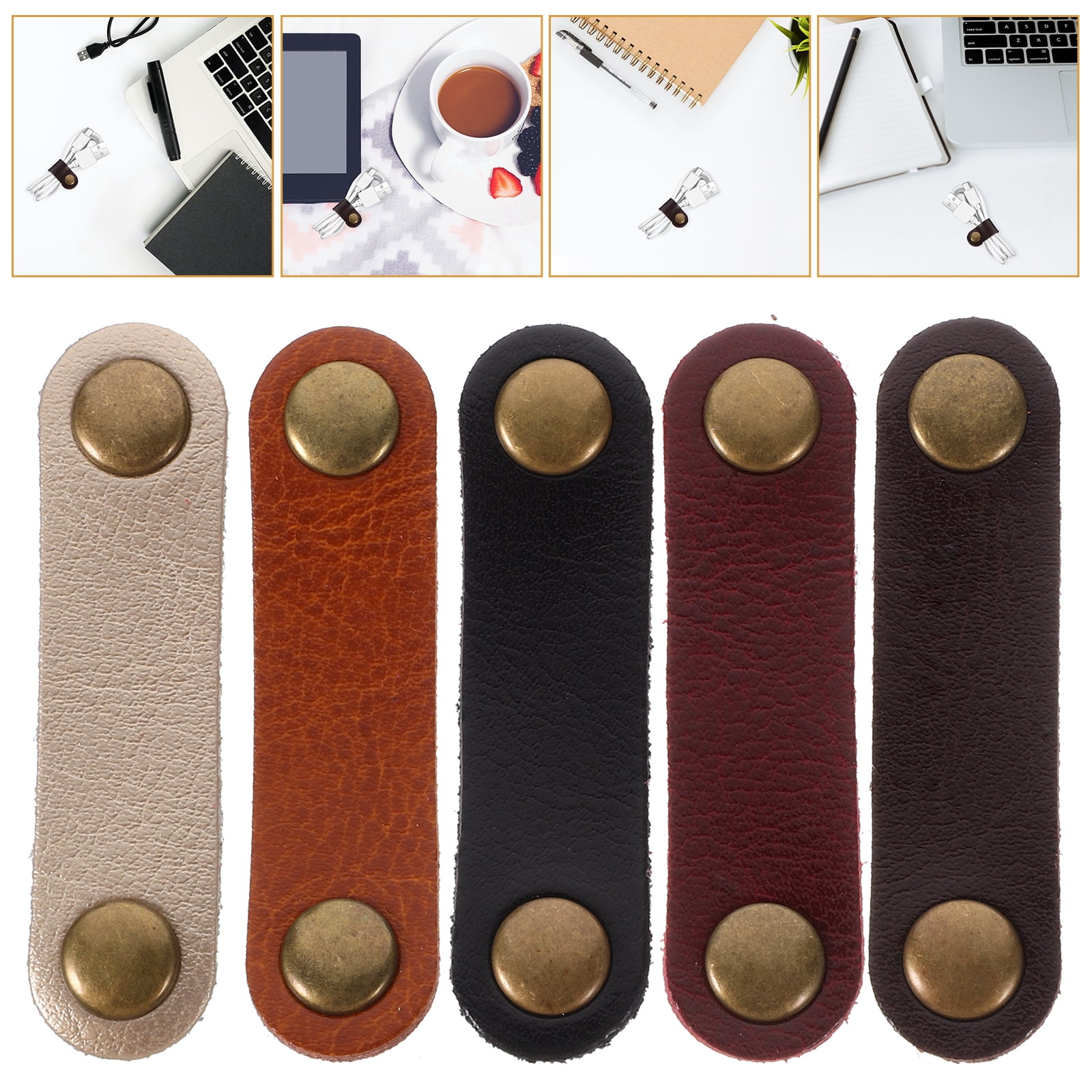 Sparsain Leather USB Cable Organizer, Data Cable Holder, Charging Cable ...