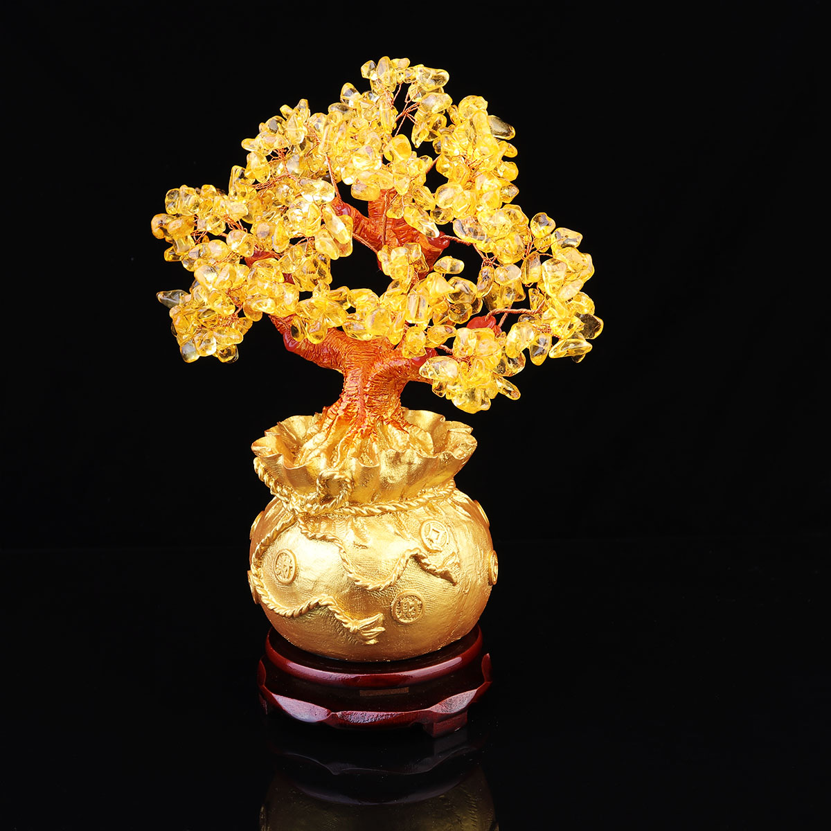 Sparsain Natural Crystal Fortune Tree, Fortune Tree, Money Bag (Large ...