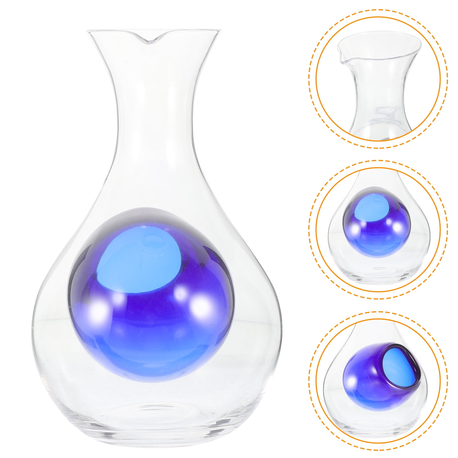 Sparsain Practical Wine Carafe with Ice Cavity Cold Sake Carafe Glass ...