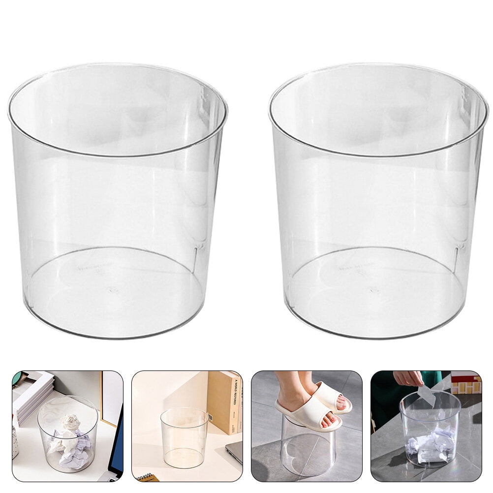 Sparsain Set of 2 Simple Style Clear Trash Cans for Bathroom and ...