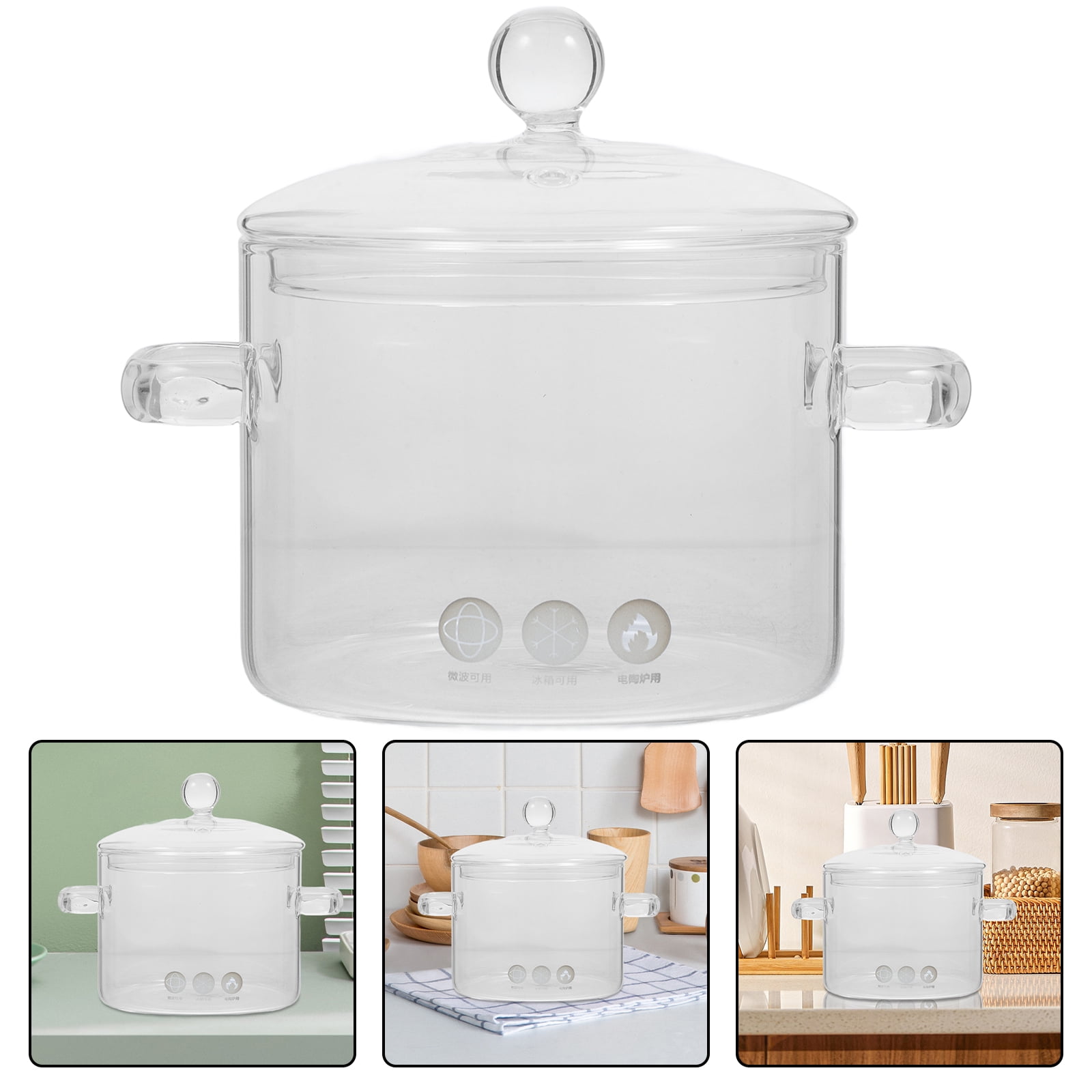 Sparsain Set of 2 borosilicate glass cooking pots for kitchen and home ...