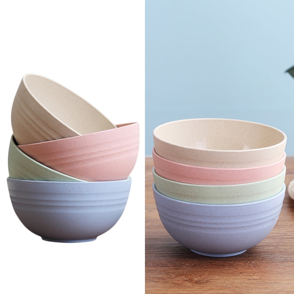 Sparsain Set of 4 Wheat Straw Dining Bowls for Home Use, Household ...