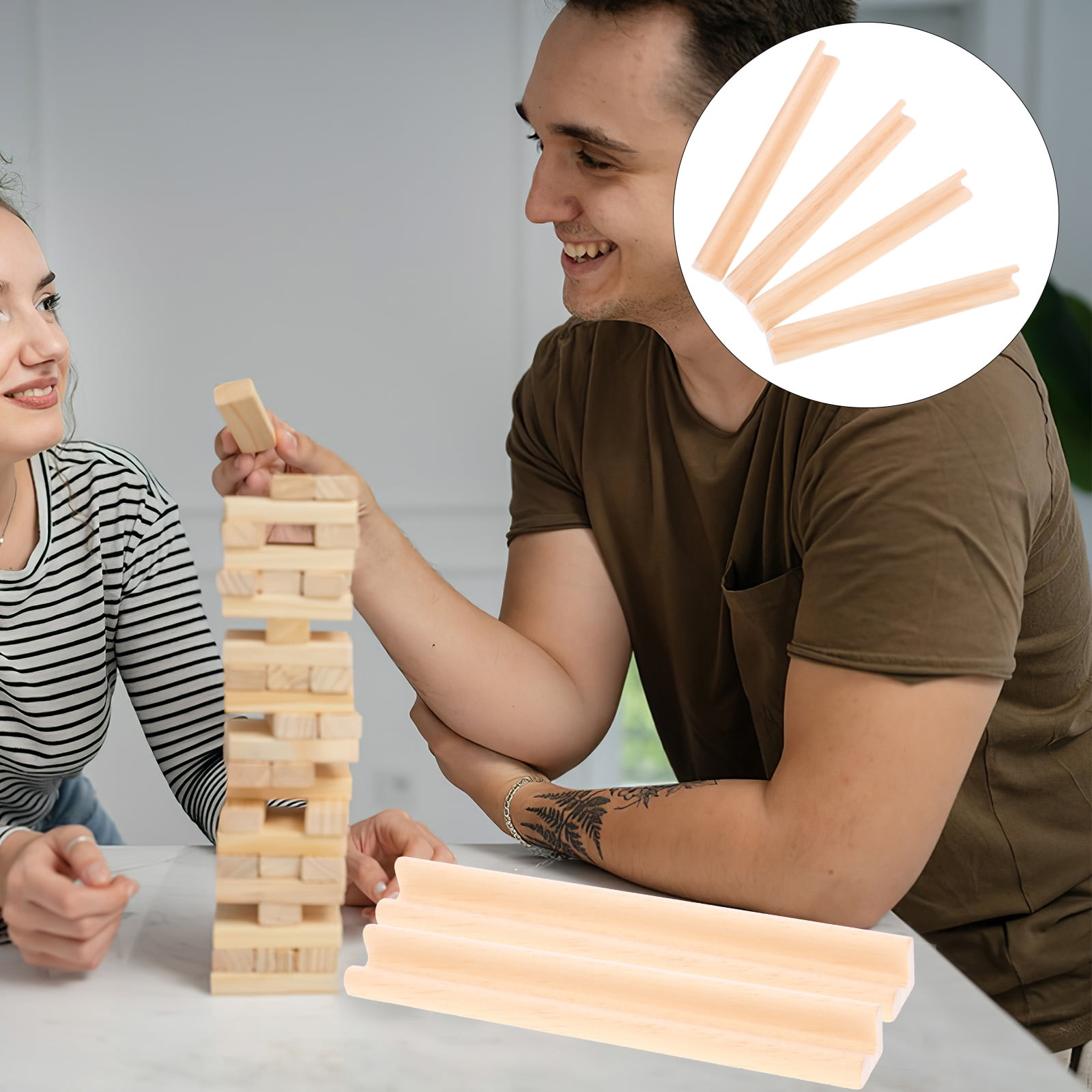 Sparsain Set of 4 Wooden Domino Trays, Domino Holders, Wooden Alphabet Bases, DIY Wooden ...