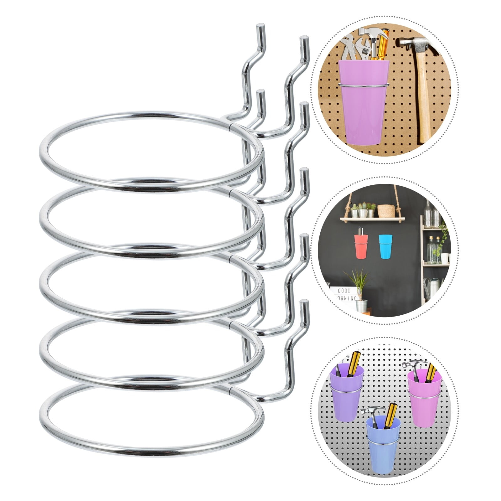 Sparsain Set of 5 Pegboard Cup Holders, Practical Pot Holders, Pegboard ...