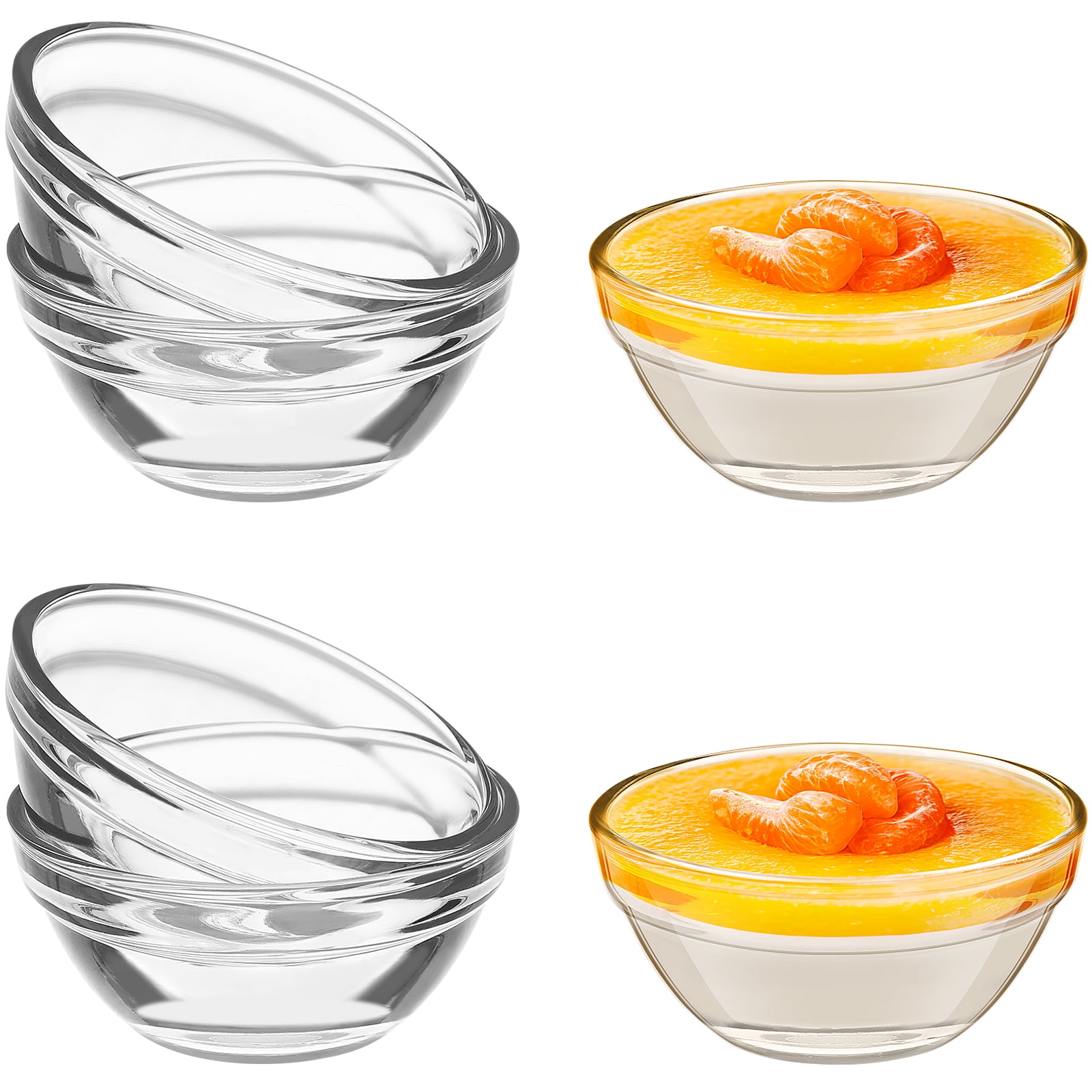 Sparsain Set of 6 Glass Pudding Bowls, Small Clear Glass Bowls, Dessert ...