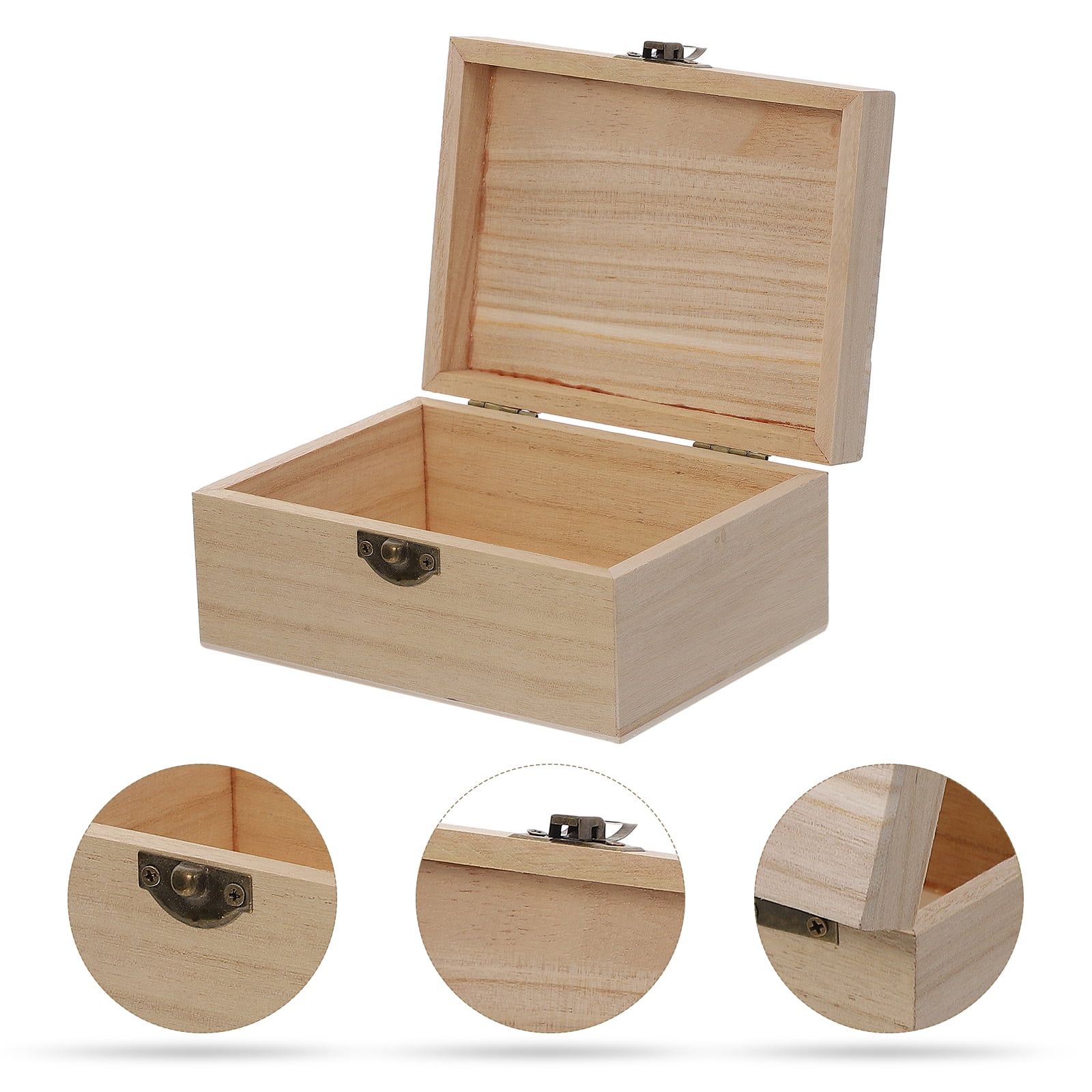 Sparsain Set of 6 Raw Wood Boxes, Wooden Storage Box, Wooden Craft Box ...