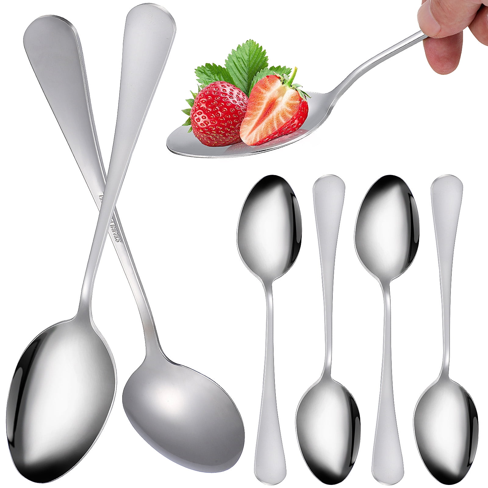 Sparsain Set of 6 Stainless Steel Serving Spoons for Home, Cake and ...