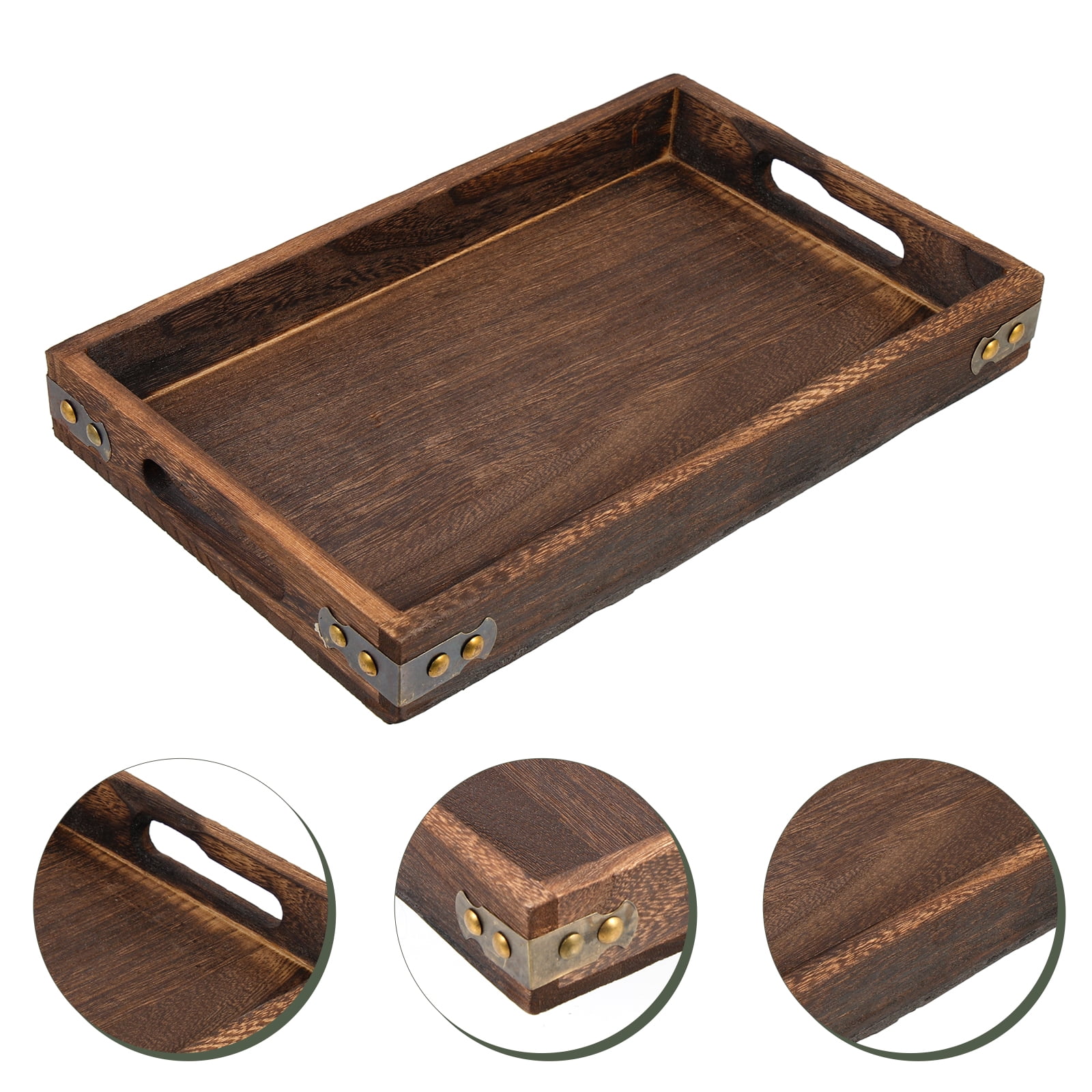 Sparsain Vintage Style Wooden Tray Wooden Jewelry Tray Solid Wood Rectangular Tray - Walmart.com