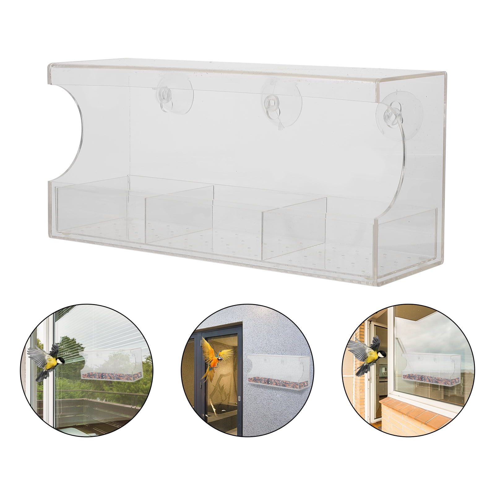 Sparsain Window Bird Feeder, Parrot Feeder, Outdoor Bird Feeding Box ...