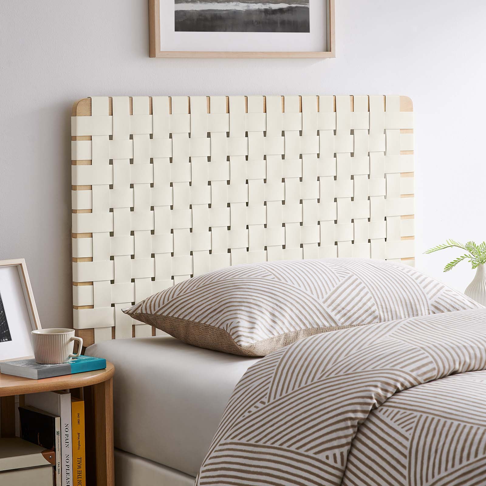 Sparta Weave Vegan Leather Twin Headboard in Natural Beige - Walmart.com