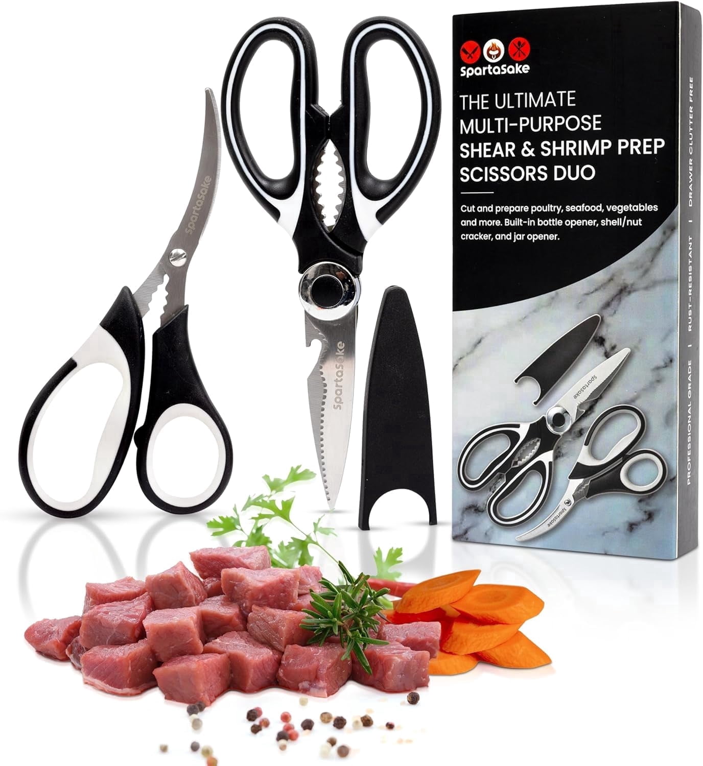 SpartaSake 2-Pack Premium Stainless Steel Kitchen Shear Sleeve Heavy ...