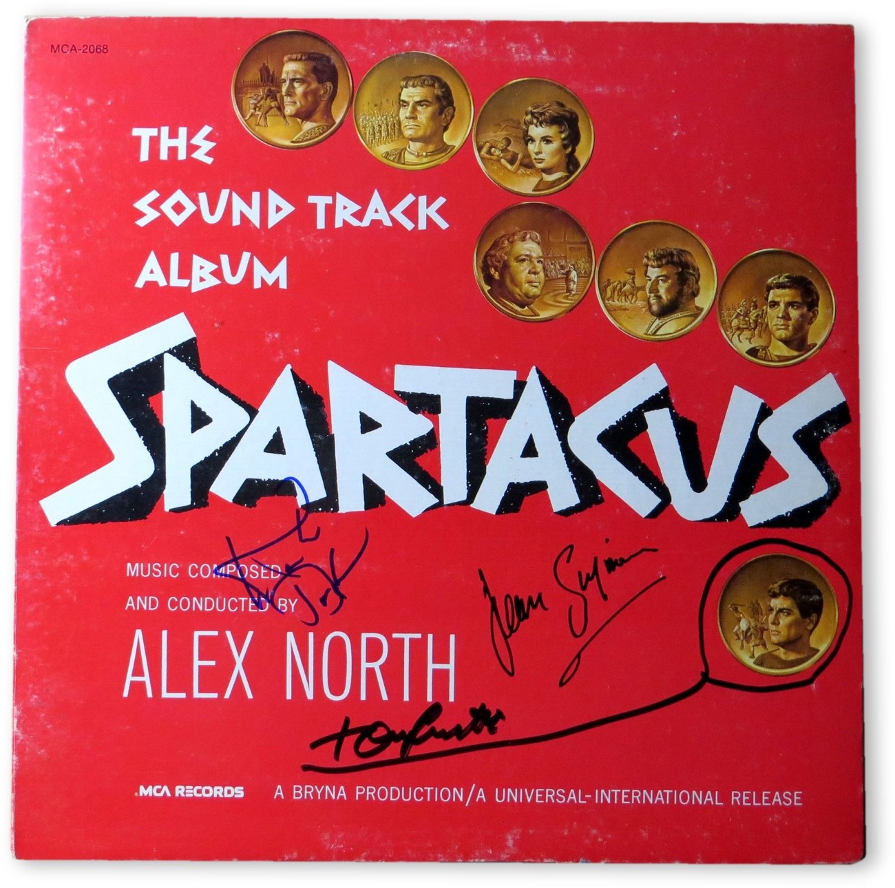 Spartacus Cast Signed Autograph Album Cover Kirk Douglas Tony Curtis ...