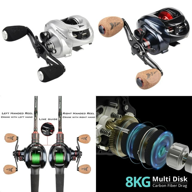 Spartacus /Spartacus Plus Baitcasting Reel Dual Brake System Reel 8KG Max Drag 11+1 BBs 6.3 1 ...
