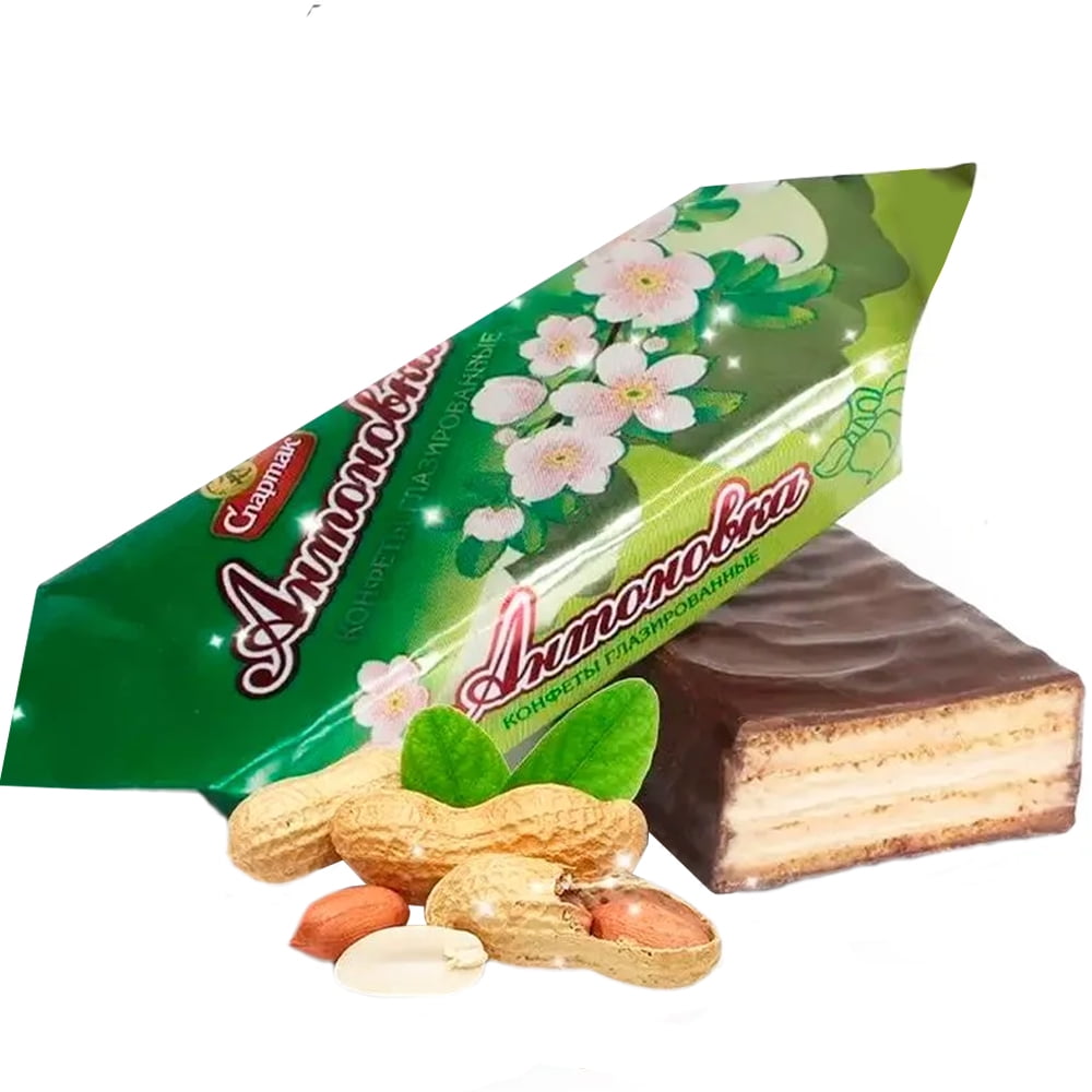 Spartak Antonovka Chocolate Glazed Waffle Candies with Peanuts 450g ...