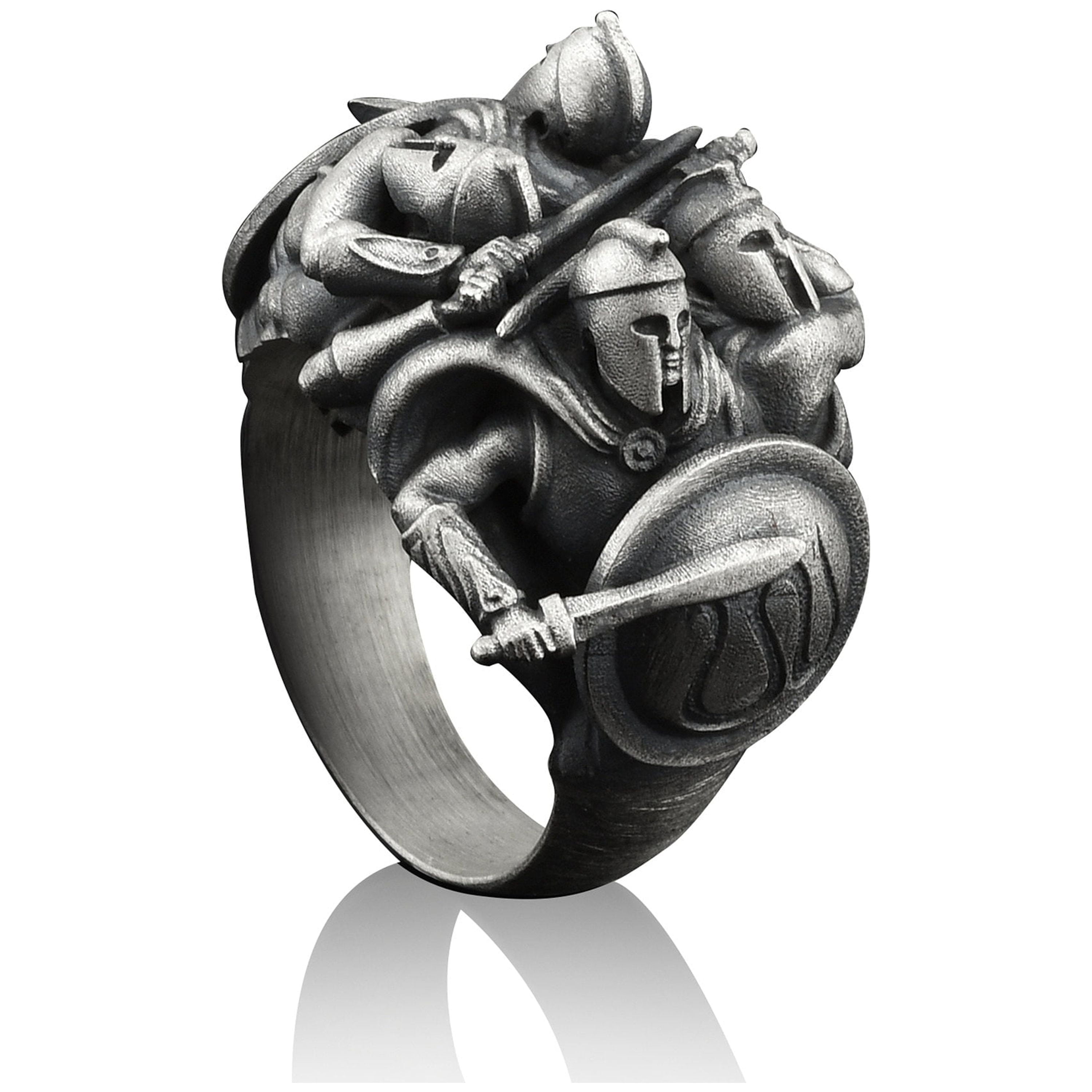 Spartan Army in War Handmade Sterling Silver Men Ring, Spartan Warriors Ring, Spartan Warriors ...