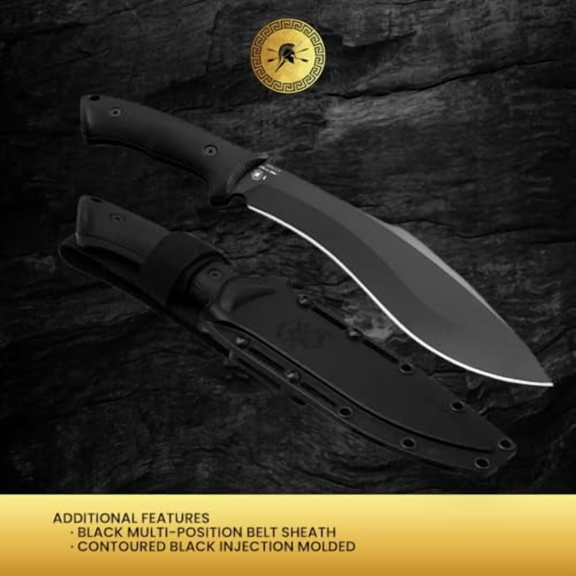 Spartan Blades Harsey Kukri SBSL007BK, Black - Walmart.com