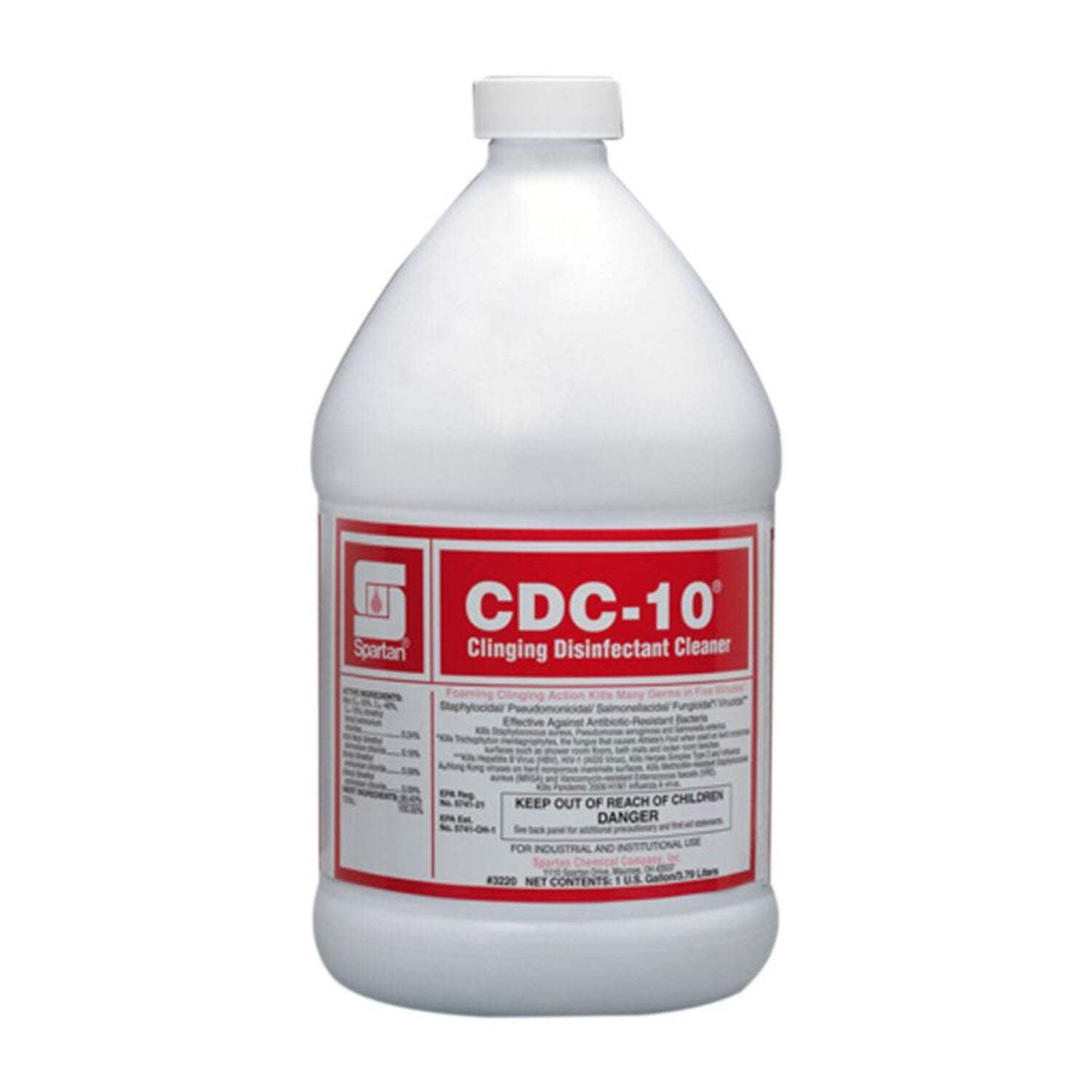 Spartan CDC-10 Clinging Germicidal Disinfectant Cleaner, 4 Gal/Case ...