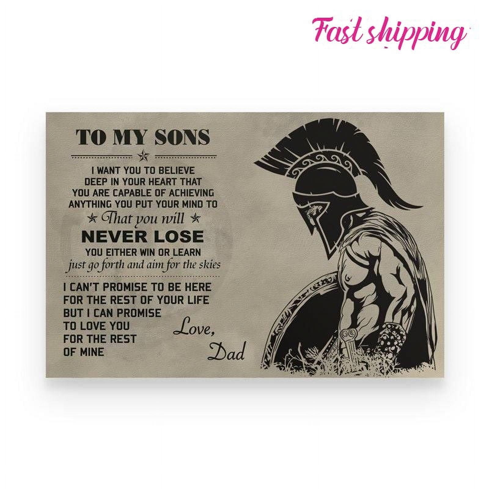 Spartan Dad To Sons Never Lose Poster Wall Art Horizontal 24 x 36 Inch ...