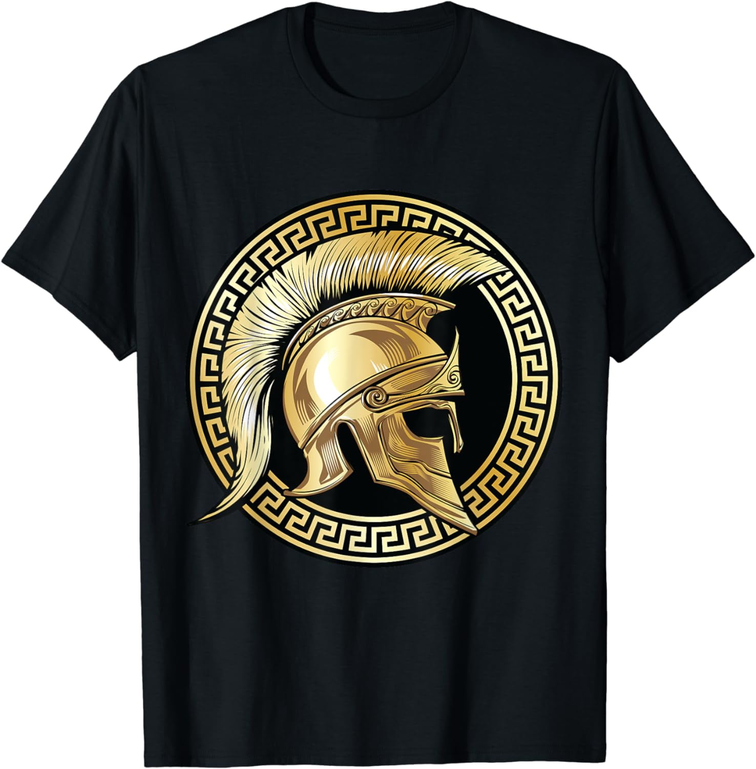 Spartan Helmet Gold Gladiator Sparta Greek Gym Workout T-Shirt ...