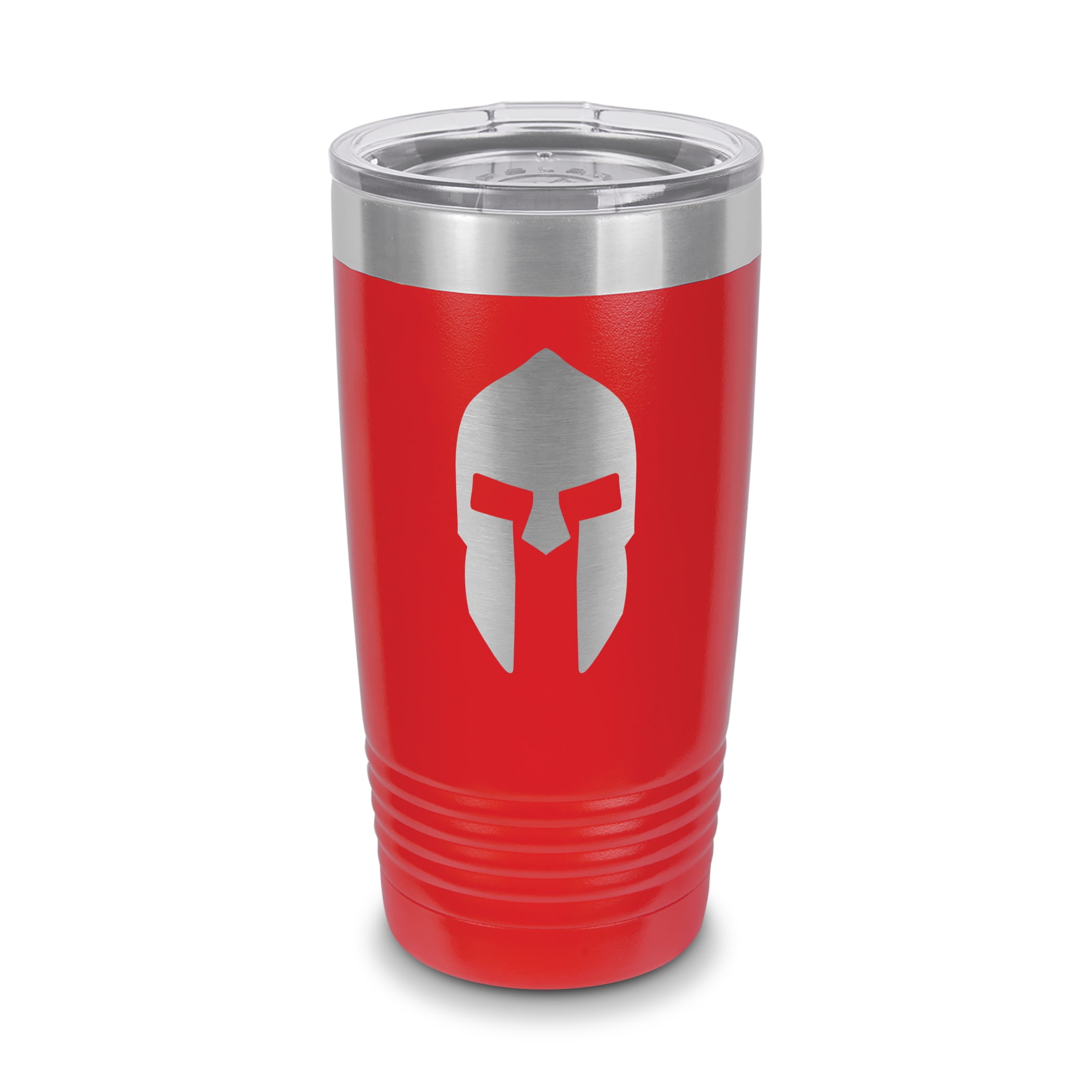 Spartan Helmet Tumbler 20 oz - Laser Engraved w/ Clear Lid - Stainless ...