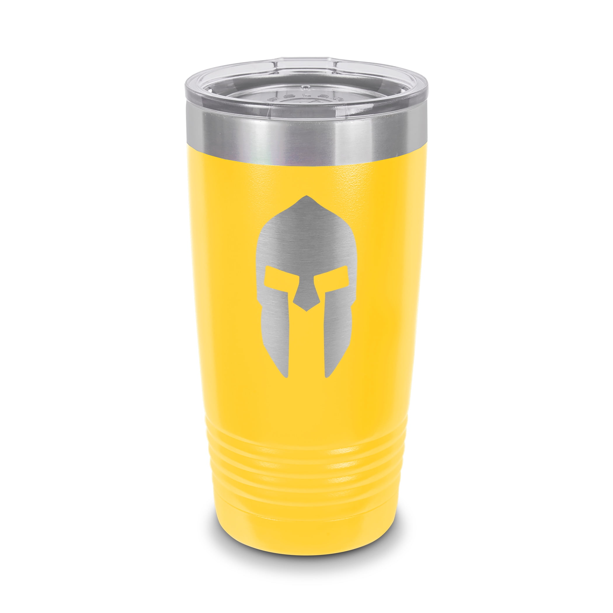 Spartan Helmet Tumbler 20 oz - Laser Engraved w/ Clear Lid - Stainless ...