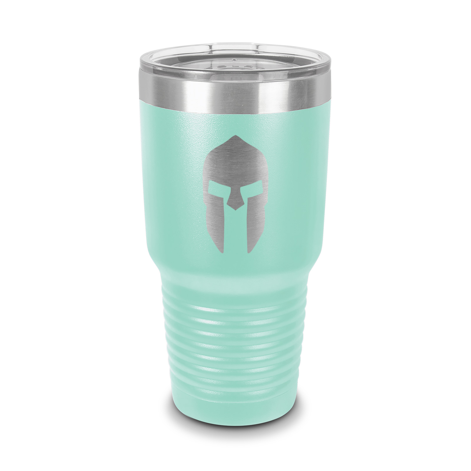 Spartan Helmet Tumbler 30 oz - Laser Engraved w/ Clear Lid - Stainless ...