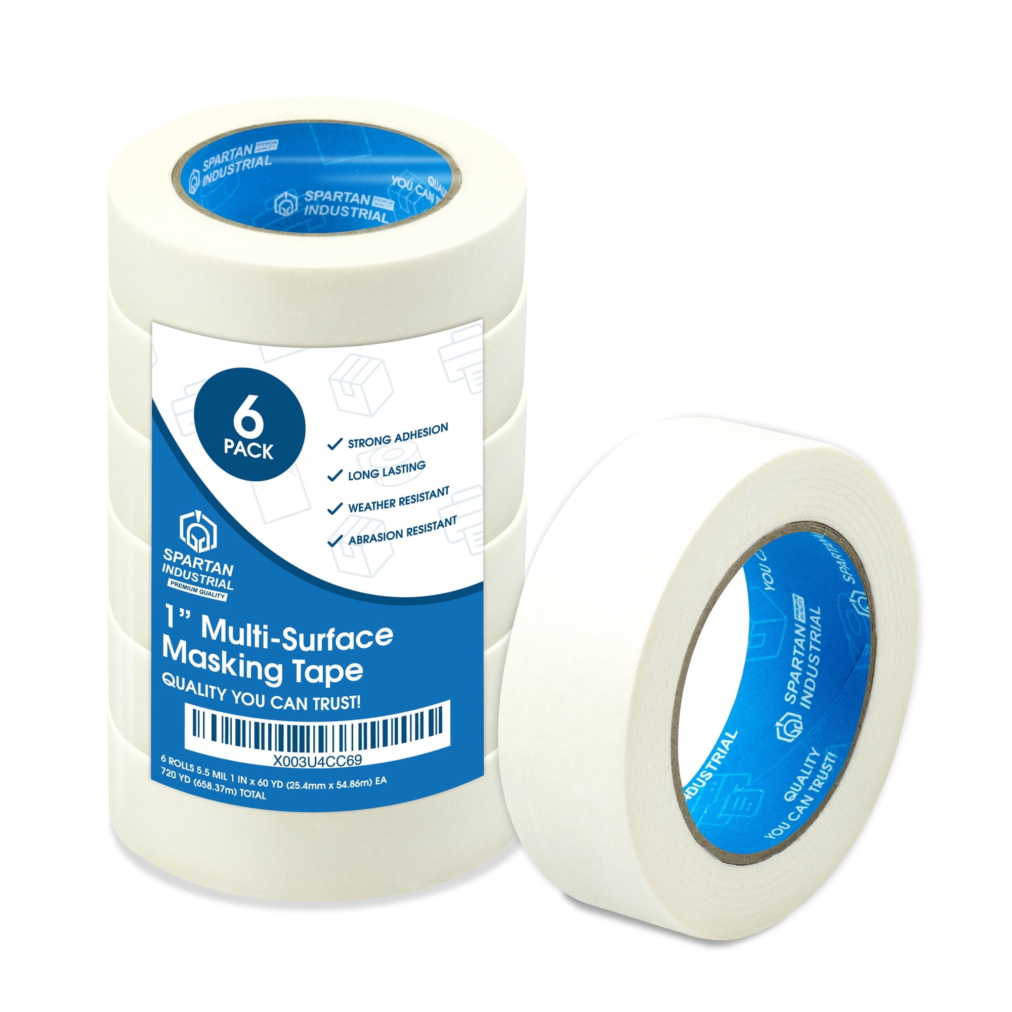 Spartan Industrial - 1" X 60 yd Masking Tape for Labeling, Packing, Art ...