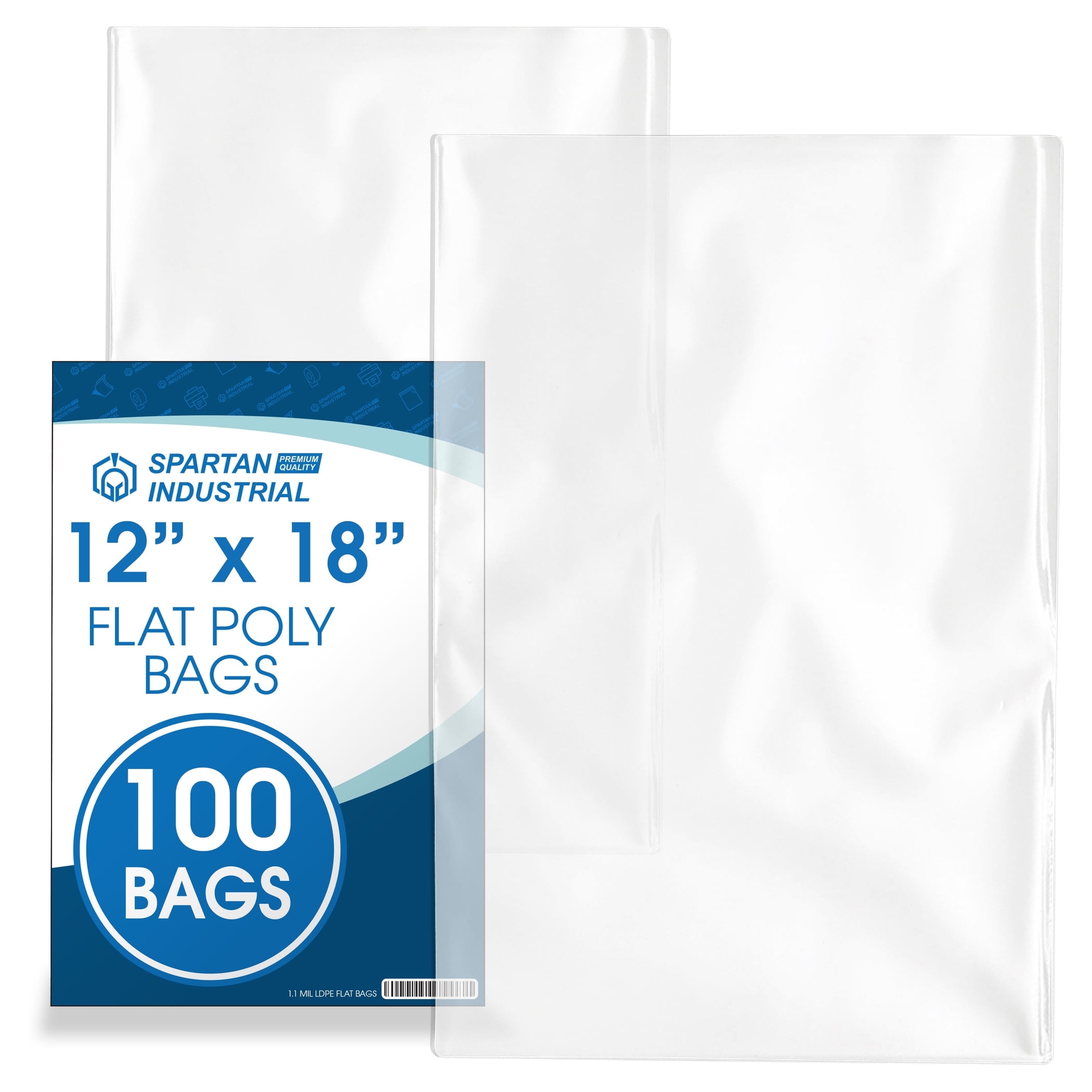Spartan Industrial - 12” X 18” (100 Count) 1.1 Mil Flat Open End Clear ...
